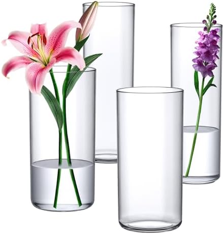 Amazon.com: 4 Large Acrylic Clear Cylinder Vase Set with 4 Spiral ...