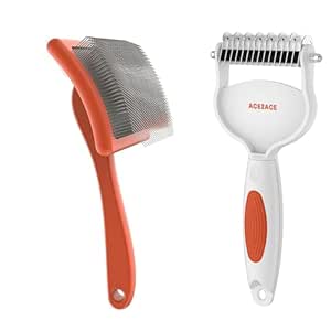 Amazon.com: Dog Slicker Brush with Undercoat Rake for Cats, Grooming for Pets, Dogs, Cats : Pet ...