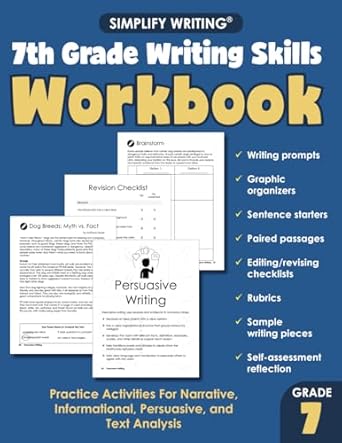 7th Grade Writing Skills Workbook: Practice Activities For Narrative ...