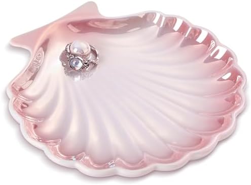 Amazon.com: Pink Shell Trinket Dish, Clean Girl Aesthetic Vanity Decor ...