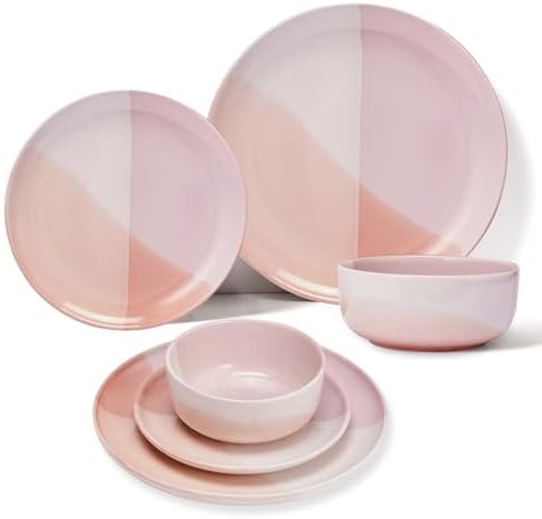 Anko Stoneware Pink Dip Glazed 12 Pieces Solid Dinner Set|Dinner Set ...