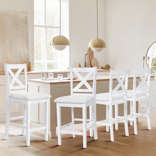 Amazon.com: COLAMY Counter Height Bar Stools Set of 4, Kitchen Island ...