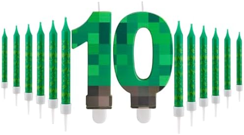 Yiran Numbe 9th Birthday Numbe Candles, Video Game Green Number 9 ...