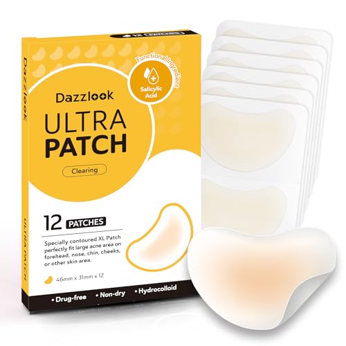 Chin Forehead Acne Patches (12 Counts), Extra Large Hydrocolloid Pimple ...