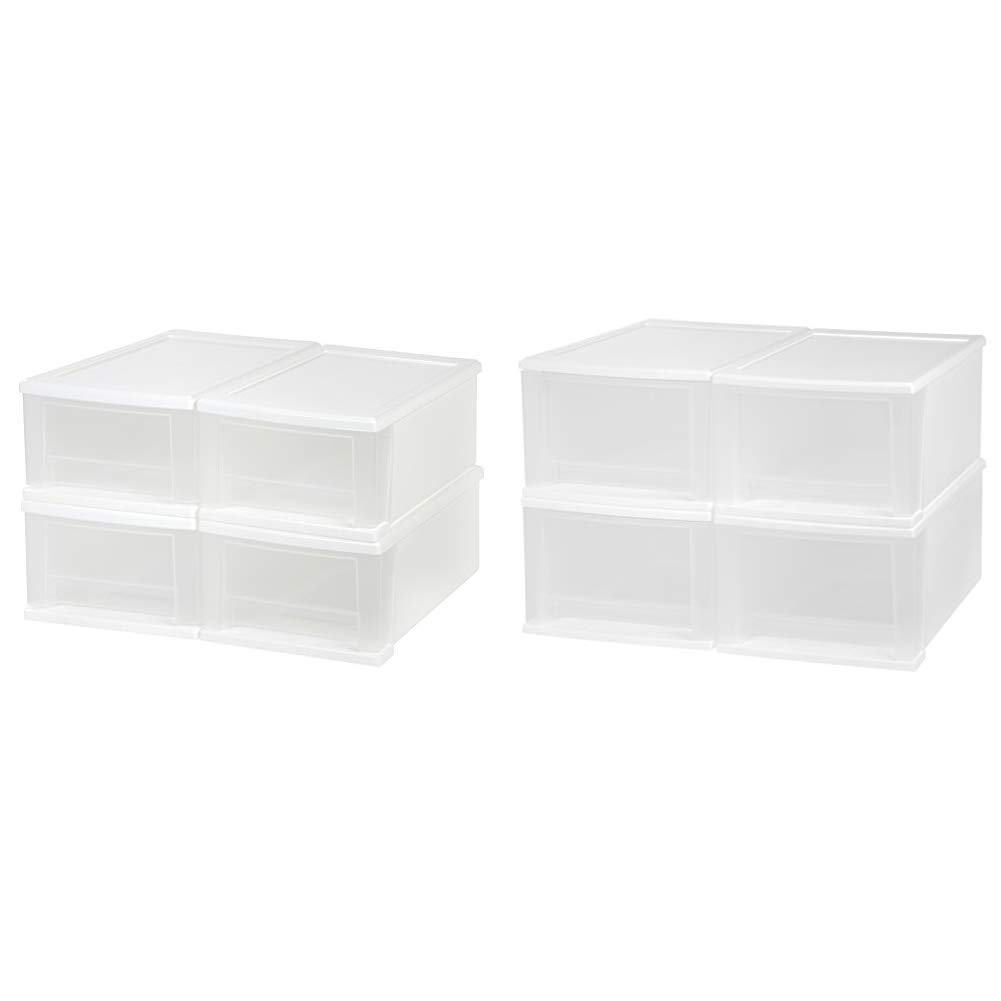 Amazon.com: IRIS 7 Quart Stacking Drawer, 4 Pack, White with IRIS 17 ...