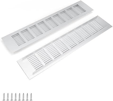 2 Rectangular Aluminium Ventilation Grills WJUAN 400 x 80 x 14 mm ...