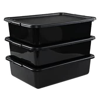 Amazon.com: Taysisiter 13 L Plastic Commercial Bus Tub with Lid ...