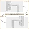 eSituro Computer Desk with Storage Shelf, White, 120x60x111 cm, Office ...