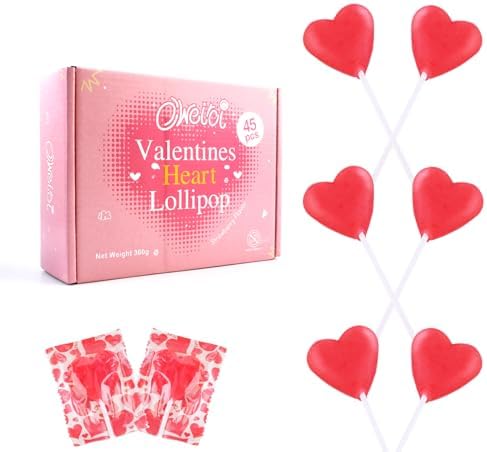 Amazon.com : Valentines Day Lollipops Mini Red Heart Shaped Cherry ...