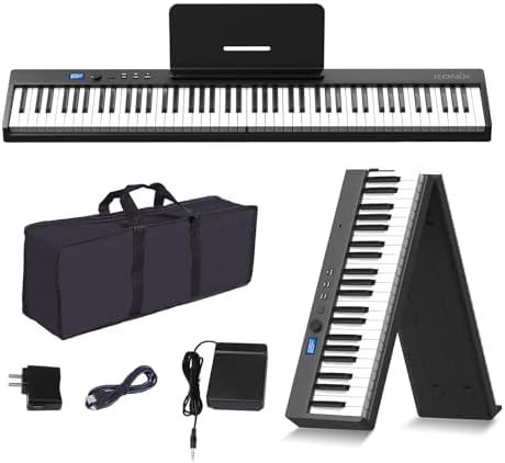Amazon.com: KONIX Folding Piano Keyboard, 88 Keys Full Size Semi ...