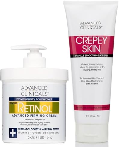Amazon.com : Advanced Clinicals Crepey Skin Wrinkle Smoothing Cream ...