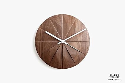 Shady walnut wall clock (white) : Amazon.co.uk: Home & Kitchen