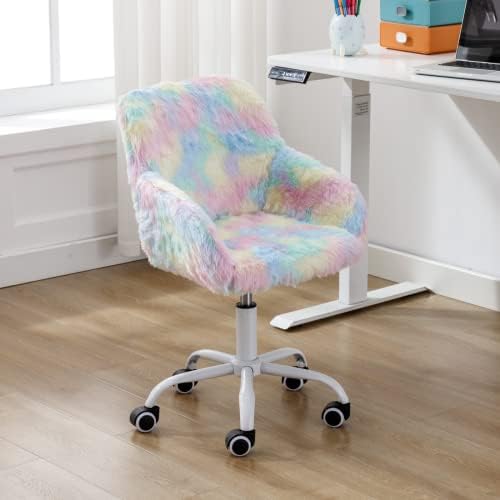 Amazon.com: Guyou Kids Desk Chair with Wheels, Cute Furry Girls Desk ...