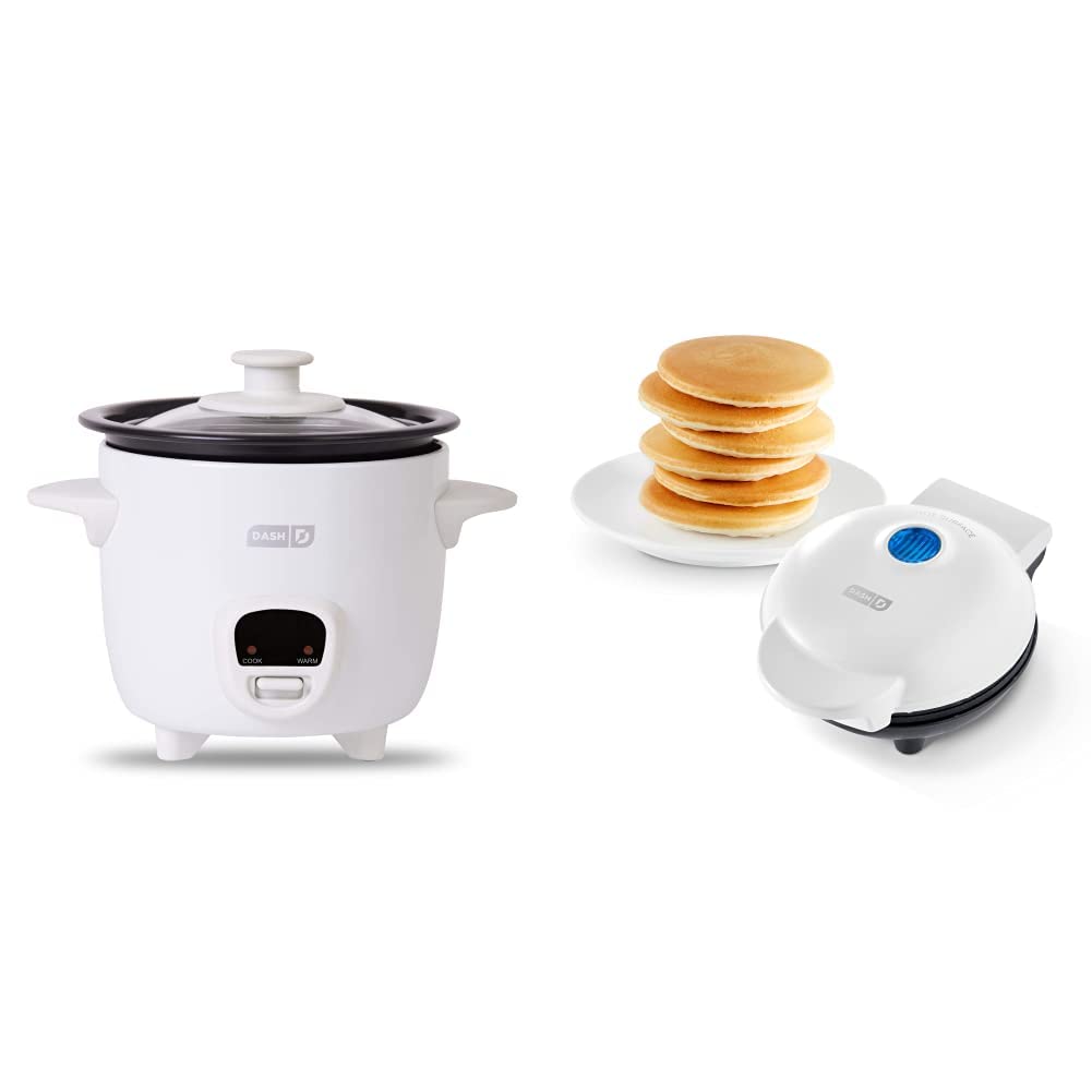 Amazon.com: Dash DRCM200GBWH04 Mini Rice Cooker Steamer, White & Mini ...