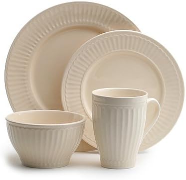 Coventry Athena Ivory 16-Piece Dinnerware Set, Service for 4 : Amazon ...