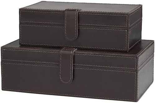 Amazon.com: Deco 79 Leather Handmade Decorative Box Storage Decorative ...