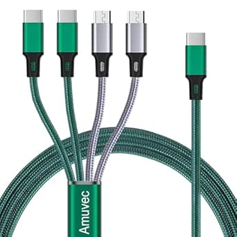 USB C to Multi Charger Cable, [3A 1.2M] Amuvec Nylon Braided Type C to ...