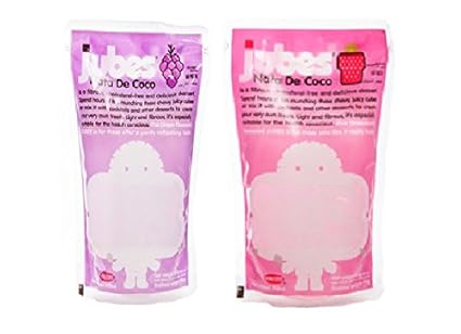 Amazon.com: Jubes Combo Pack: 3 Nata De Coco Strawberry & 3 Nata De ...