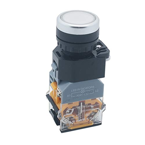 Generic 22Mm Momentary Led Flat Push Button Illuminated Switch Spring Return No Lock Light ...