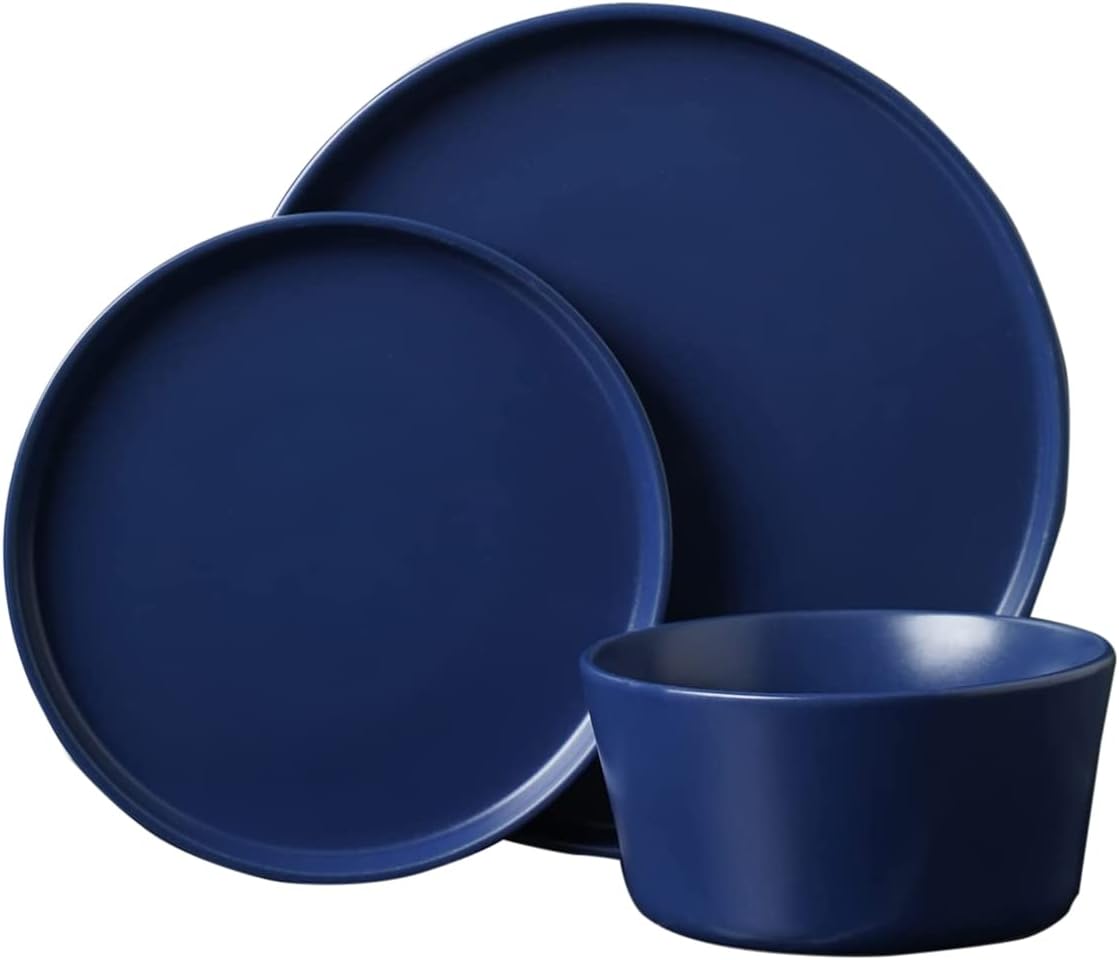 Stone Lain Chelsea Stoneware 24-Piece Round Dinnerware Set, Blue ...