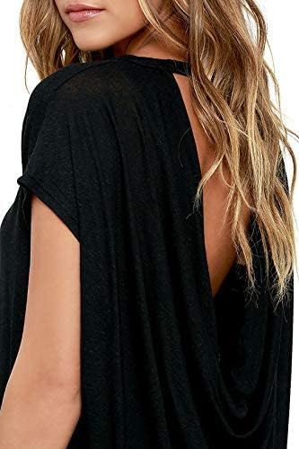 LilyCoco Women's Backless Tops Open Back Workout Shirts Short Sleeve ...