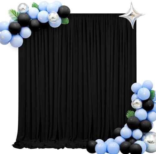 Amazon.com : Joydeco Black Backdrop Curtains for Parties, 10x7 Wrinkle ...