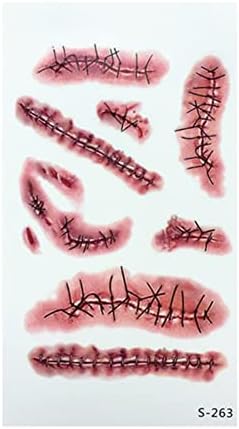 Amazon.com: Halloween Temporary Tattoos, 3D Fake Scars Tattoo Halloween ...