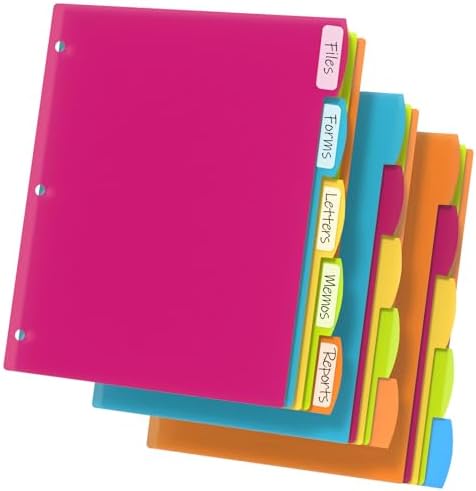 Amazon.com : HABGP 3 Ring Binder Dividers with Tabs, 15PCS/3 Set ...