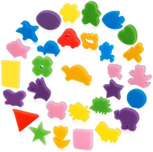 Amazon.com: RAINFLOW 30PCS Sponge Painting Shapes - Assorted Pattern ...