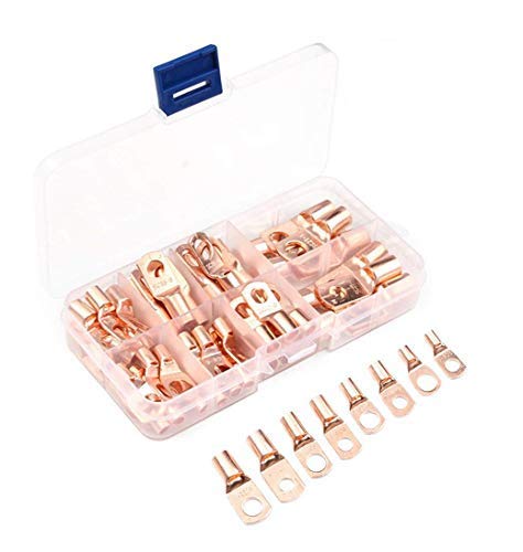 60Pcs Copper Ring Terminal 8 Size Bare Copper Eyelets Silver Ring ...