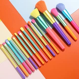 Amazon.com: 15 Rainbow/ Multi-Color Professional Make-Up Brushes ...