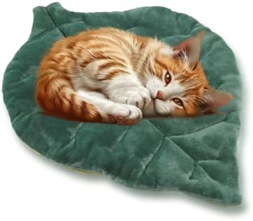 Cat Mat Self Warming Cat Bed 66x50CM Leaf Shaped Cotton Soft Warm Pet ...