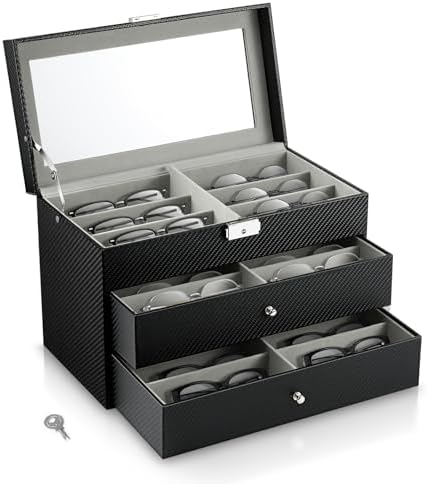 Amazon.com: MAHIONG 12 Slot Sunglasses Storage Organizer, 2 Layer ...