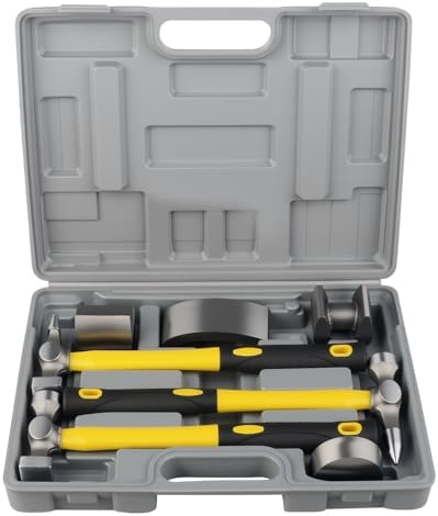 7Pcs Craft Panel Beating Kit Panel Beating Hammer and Dolly Set Hammers ...