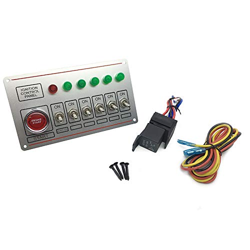 HotRod99 Racing Car Silver Switch Panel 6 Toggles & 6 Indicator Lights ...