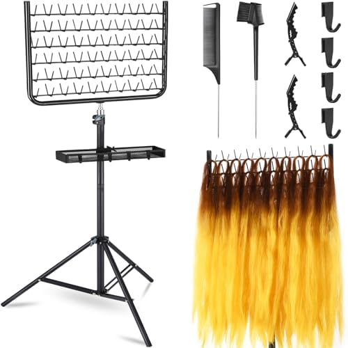 Amazon.com : Yumkfoi Rotating Braiding Hair Rack 120 Pegs, Wooden ...