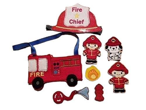 Amazon.com: Fire Fighter Finger Puppet Play set with Carry Case Quiet ...