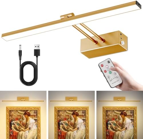 Picture Light with Remote, 15.35inch Wireless Rechargeable Battery Wall ...