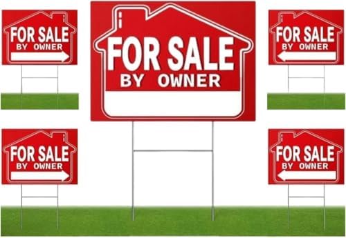Amazon.com: 5 Pack 12x16 For Sale By Owner Yard Plastic Sign - Yard ...