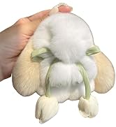 Amazon.com: Bunny Keychain with Tin & Bag Soft Cute Plush Fluffy Tulip ...
