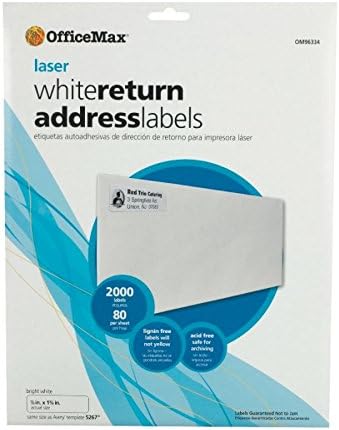 Amazon.com : OfficeMax Laser White Labels, Black Print : All Purpose ...