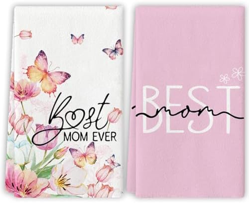 Amazon.com: Mothers Day Kitchen Towels Mother’s Day Dish Towels Best Mom Tea Towels Flower Decor ...