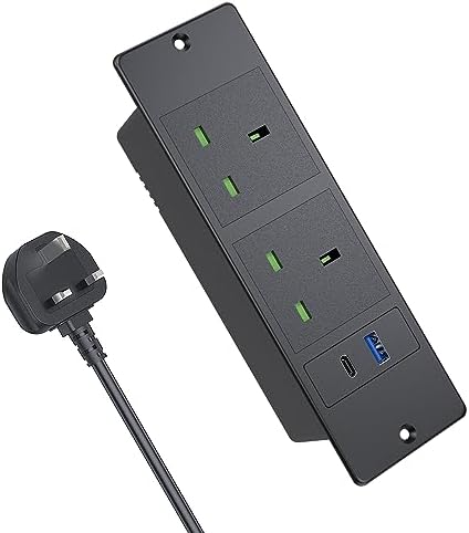 Recessed Power Strip with PD 20W USB C, Haiaoyyds Desktop Power Socket ...