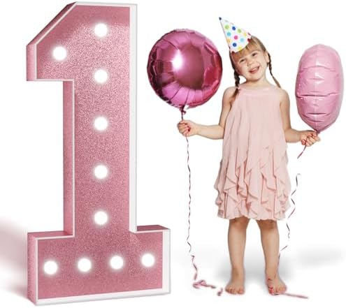 Amazon.com: Marquee Numbers Rose-Gold Party Decoration: 4FT Large Light ...