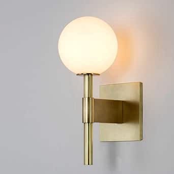INJUICY Glass Ball Wall Sconce, Satin Brass with Frosted Glass, Globe ...