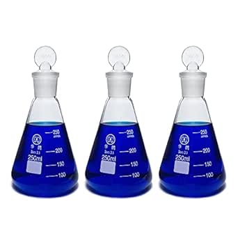 Huaou Scientific 250ml Erlenmeyer Conical Flask Set with Ground Glass ...