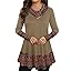 Cowl Neck Tunics Long Sleeve Patchwork Form Fitting Casual A-Line Top ...
