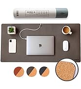 Nordik Leather Desk Mat Cable Organiser (Pebble Black 89 X 43 cm ...