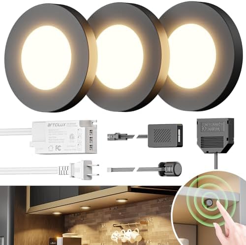 ARTCILUX Under Cabinet Lights 3 Pack LED Puck Lights Wired Counter ...