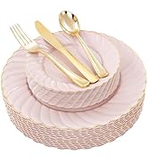 Amazon.com: YOUBET 125Pieces Pink Plastic Plates-Pink Plastic ...